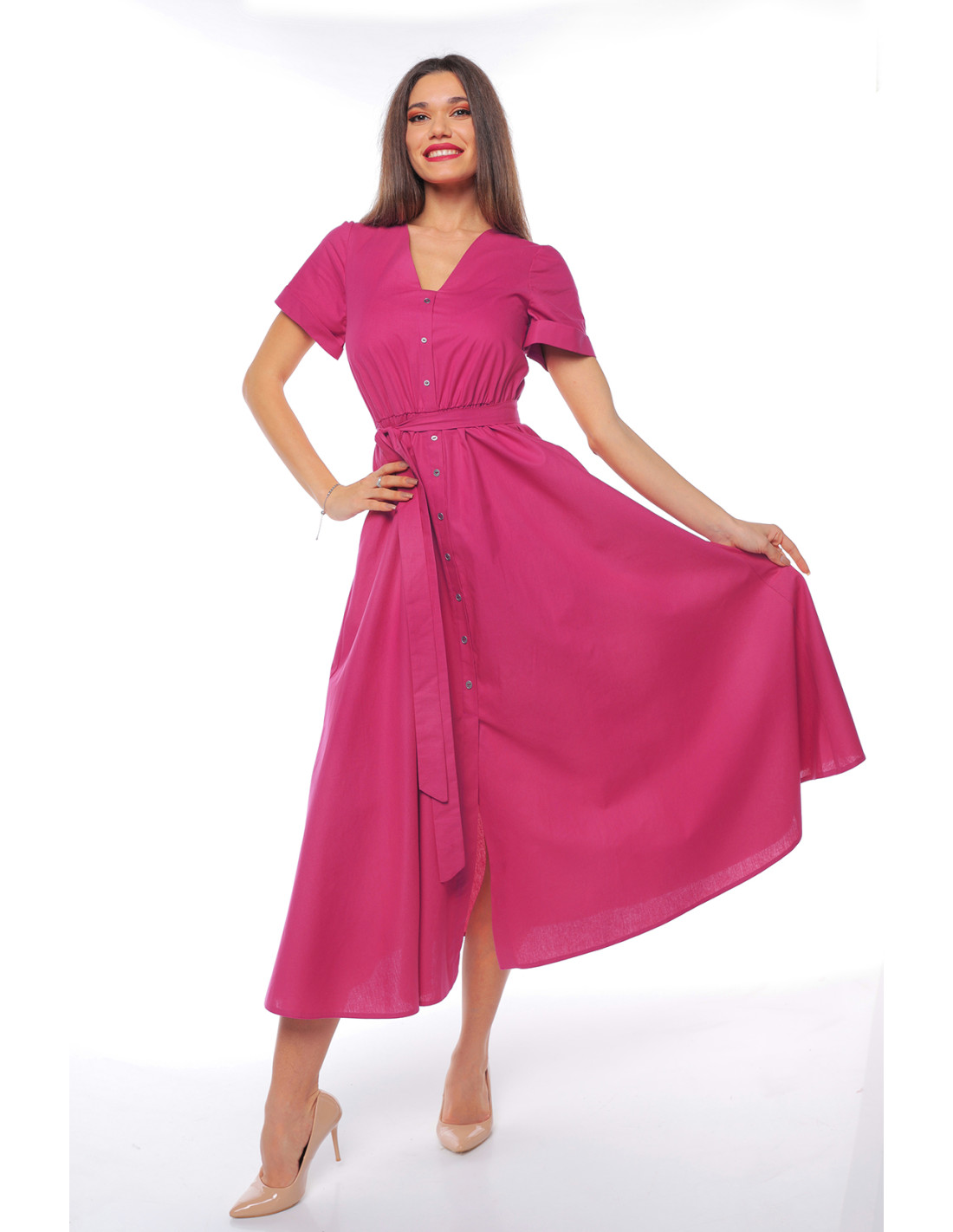 Rochie Arina Din Bumbac Fucsia – Passofino